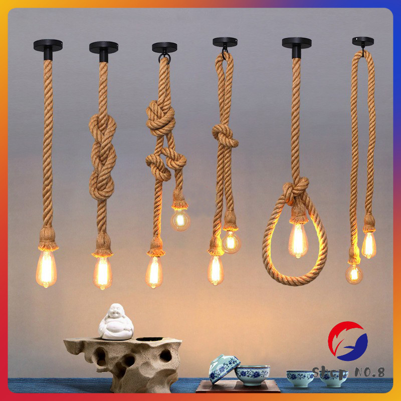 Chandelier/Socket E27 100cm Rope Light Ceiling/Pendant Lights/Hemp Rope ...