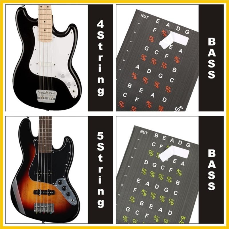 won 1 Sheet Bass Fretboard Stickers Guitar Bass Chord Stickers Bass ...