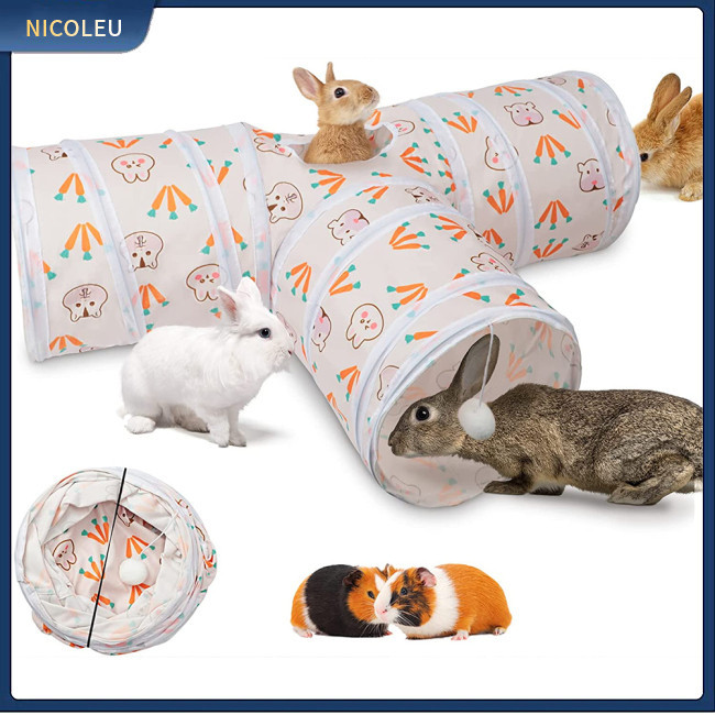 tik Suede T-shaped Tunnels Tubes Three-channel Foldable Bunny Hideout ...