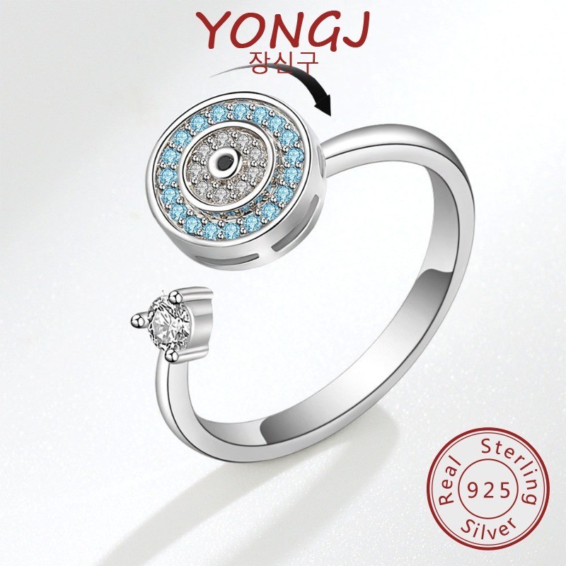 925 Silver Devil's Eye Spinning Ring Opening Adjustable | Shopee ...