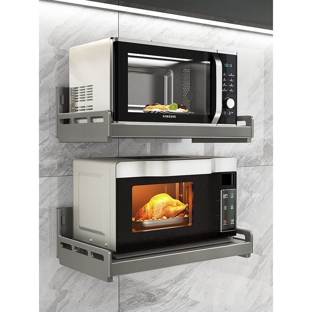 Microwave storage rack/// Kitchen Microwave Oven Rack Wall-mounted Hole ...