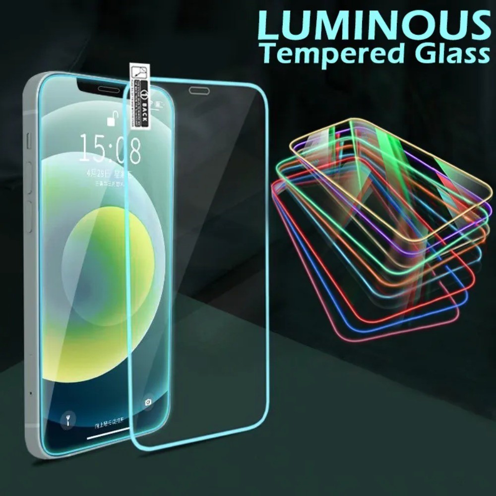 Screen Protector Luminous Tempered Glass For iPhone 15 13 11 12 14 Pro ...