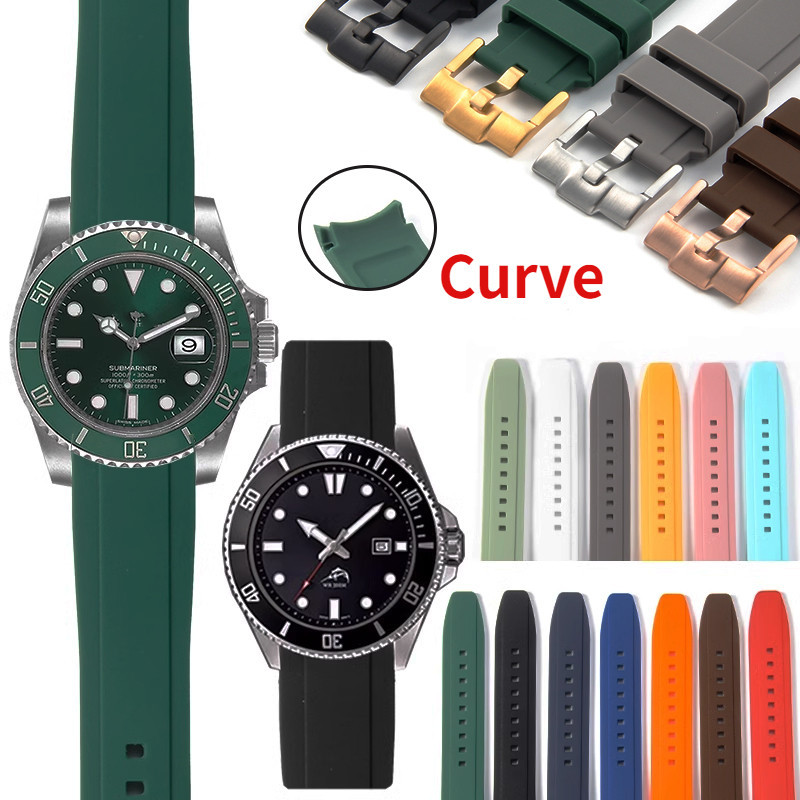 20mm 22mm Universal Silicone Watch Straps for Seiko Curved End Silicone ...