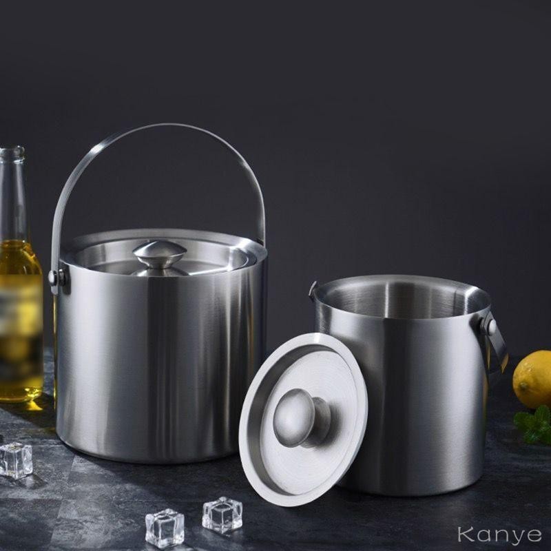 [KY] Ice Bucket with Handle Double Wall with Lid Keep Ice Cooling ...