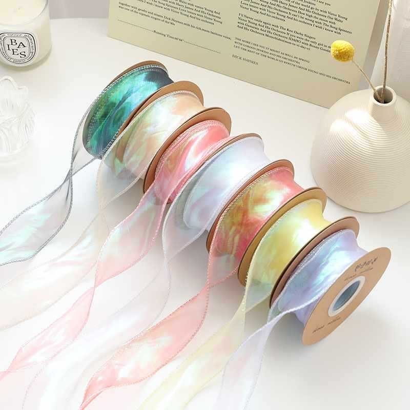 Iridescent Fishtail Yarn Ribbons Flowers Bouquet Packaging Ribbon ...