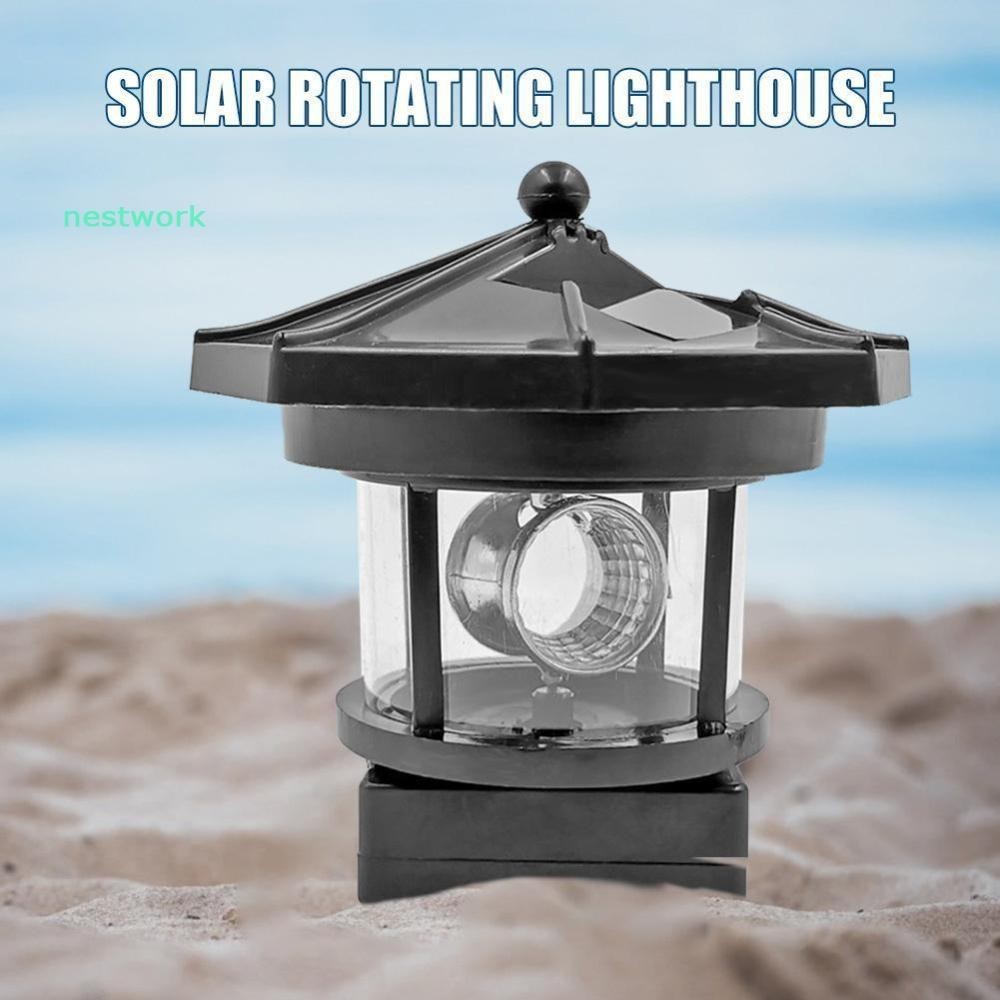Lighthouse Solar LED Light Fence Decor Smart Sensor Beacon Rotating ...