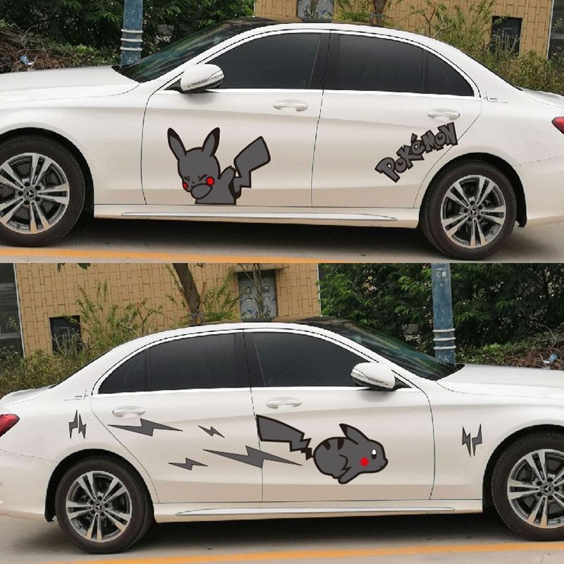 Ready Stock Good-looking Car Stickers Dark Blackening Pikachu Car ...
