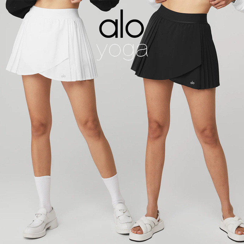 alo Women's Tennis Skirt Quick-Dry Slit Ruched Running Skort Fitness ...