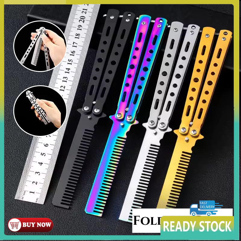 Butterfly Folding Comb Stainless Steel Practice Training Tool Portable ...