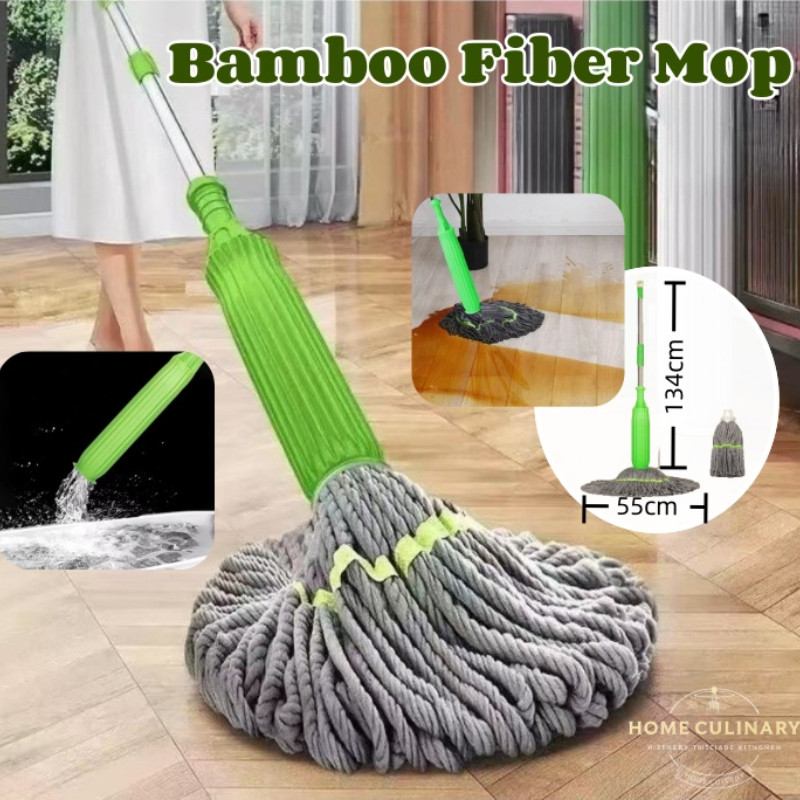 Bamboo Fiber Self Twisting Rotating Mop Microfiber Cloth Effective ...