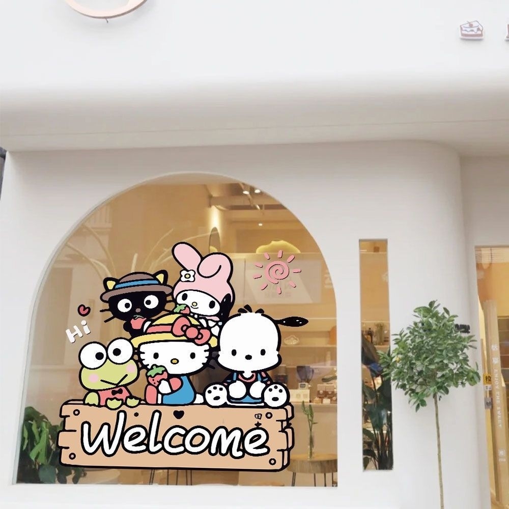Glass Door Stickers Cute Cartoon Image Window Decals Anti-Collision ...