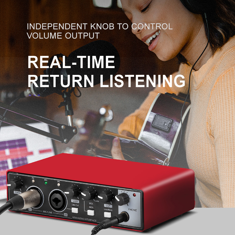 MD22 External Recording Sound Card USB Audio Interface Audio Sound Card ...