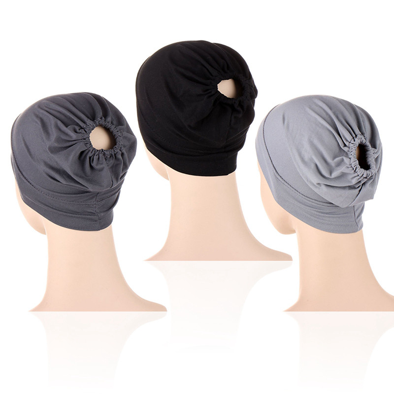 Muslim Hijab Inner Hat Underscarf Pull On Islamic Ponytail Turban Caps ...