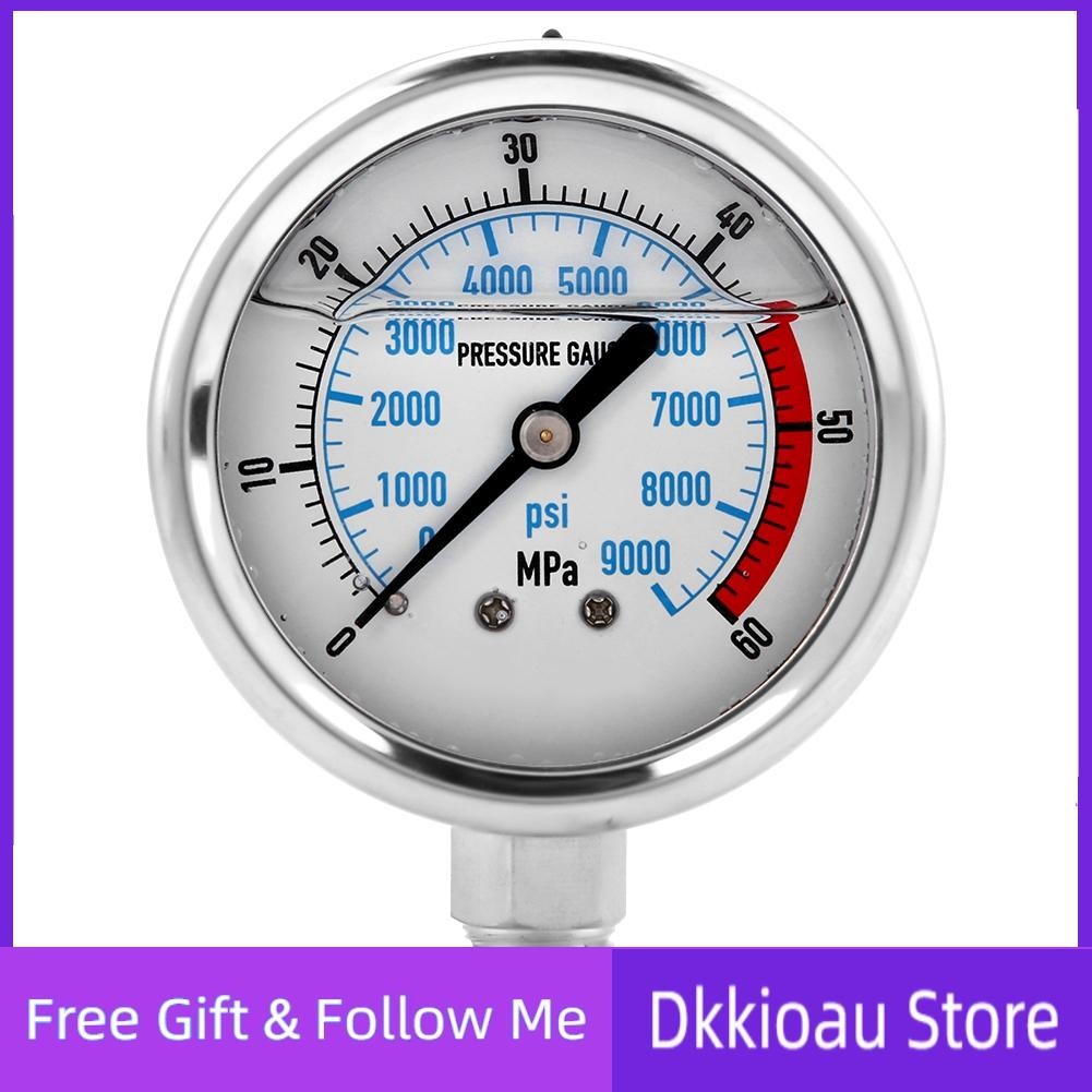 Hydraulic Pressure Gauge Stainless Steel Dual Scale Water 60MPA/9000PSI ...