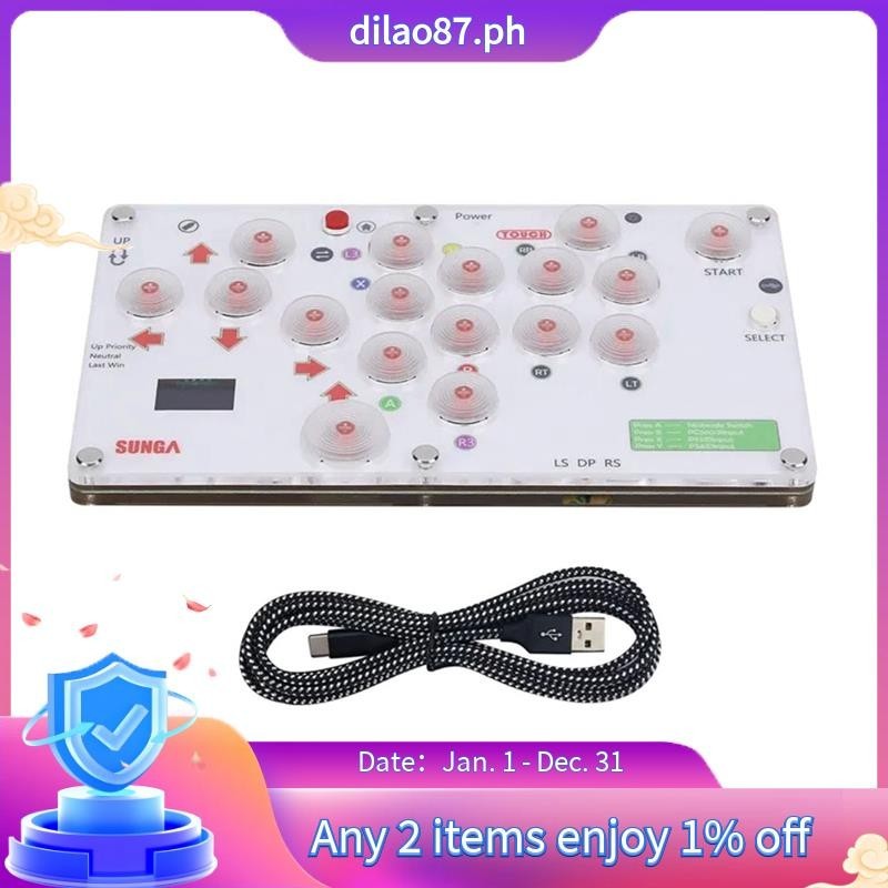 17-Button Mini Arcade Controller Fight Stick Gaming Controller with ...