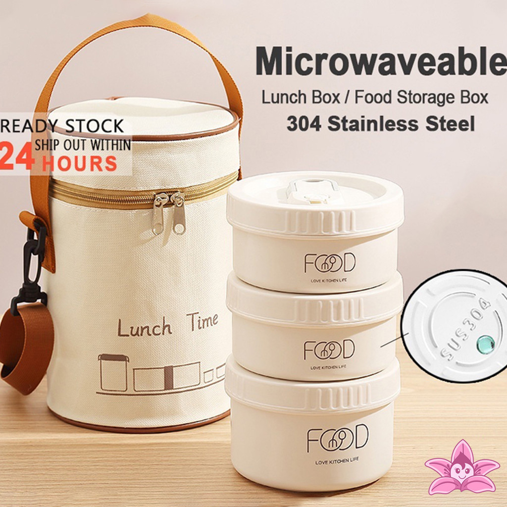 Microwavable Lunch Box for Adult Stainless Bento Insulated Bag Thermal Baunan Food Container for ...