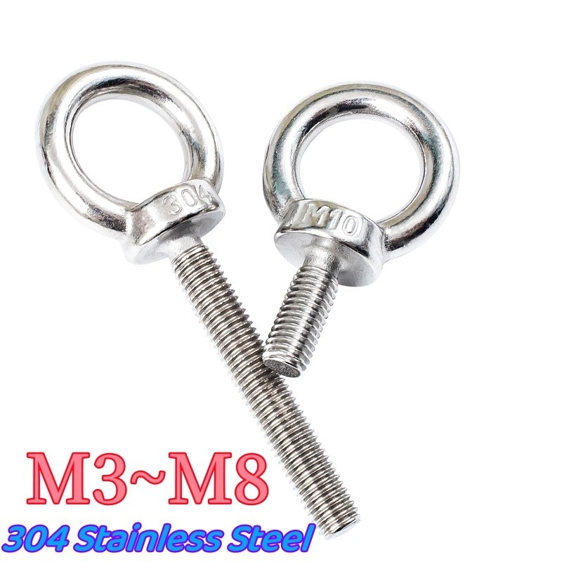 304 Stainless Steel M3 M4 M5 M6 M8 Marine Lifting Eye Bolt Hook Eye ...