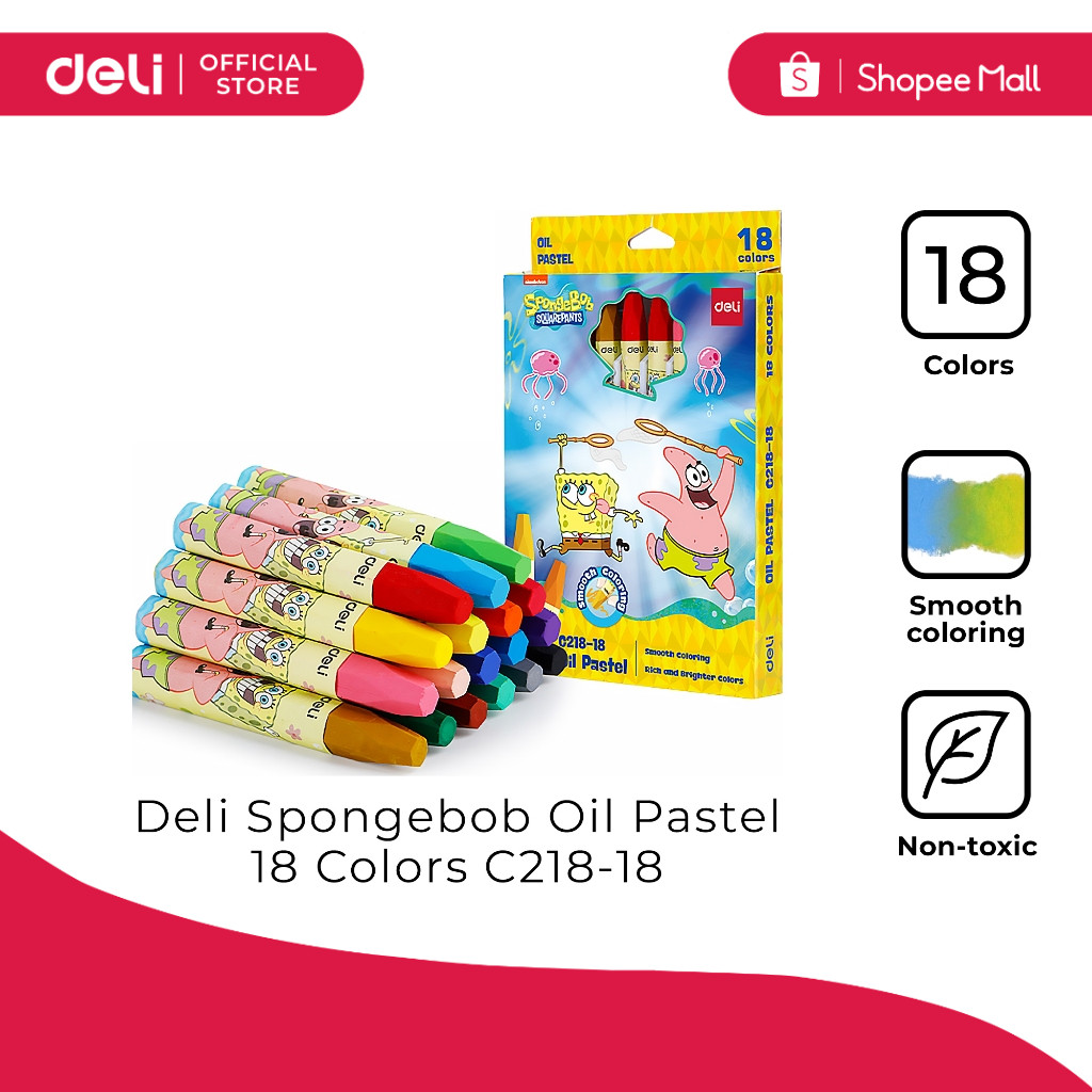 Deli C218-18 Spongebob Oil Pastel 18 Colors | Shopee Philippines
