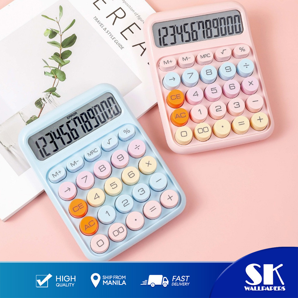 SK Cute Colorful Basic Calculator Large Display and Button 1pc (Random ...