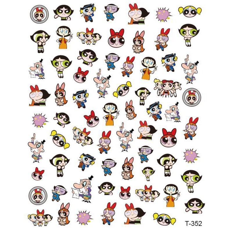 Nail art sticker Nail cartoon character power puff girl sticker ...