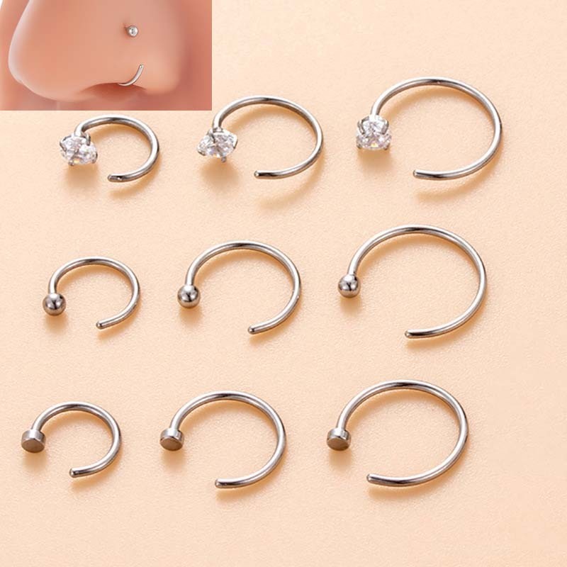 1 Piece C-shape Stainless Steel Nose Hoop Ring Ear Helix Rook Daith ...