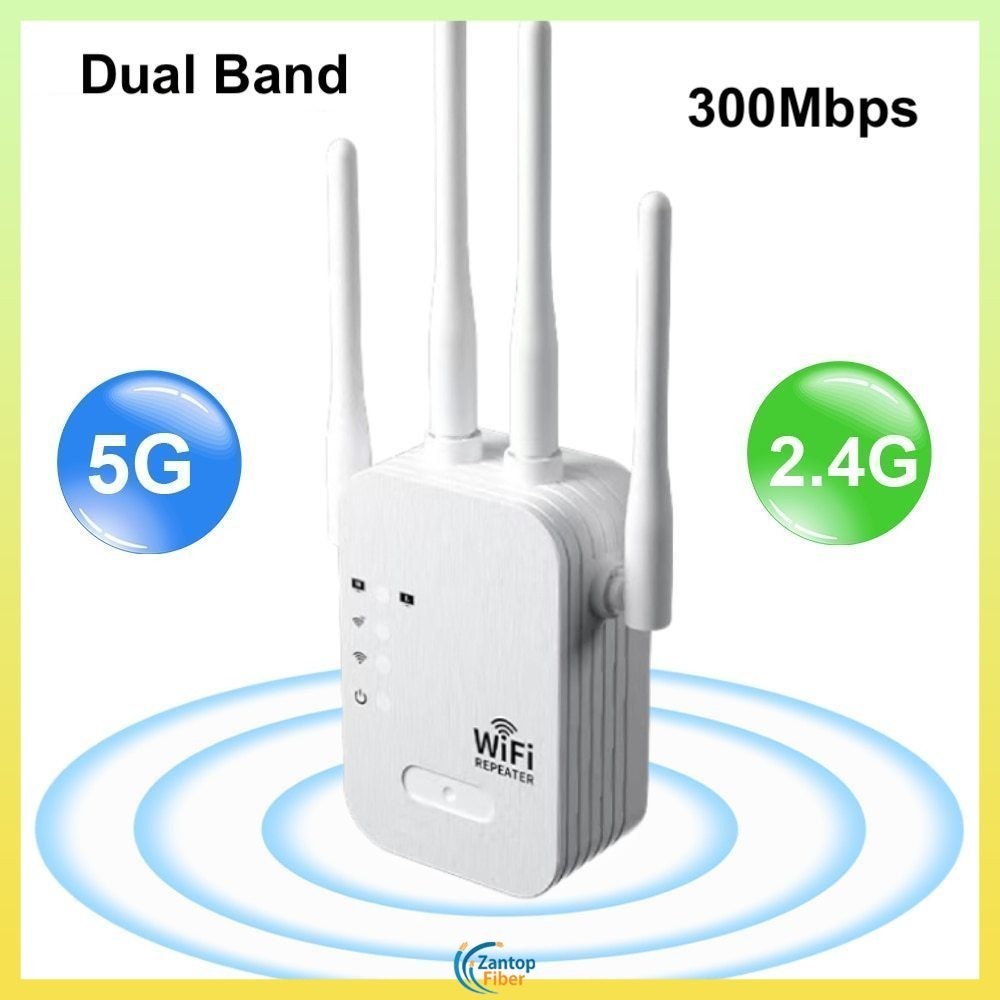 4 Antenna Wifi Repeater 300Mbps Fast Speed WiFi Extender 2.4/5G High Speed Wireless Signal ...