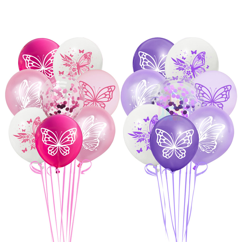10pcs Pink Purple Butterfly Balloon Set Latex Balloon for Butterfly ...