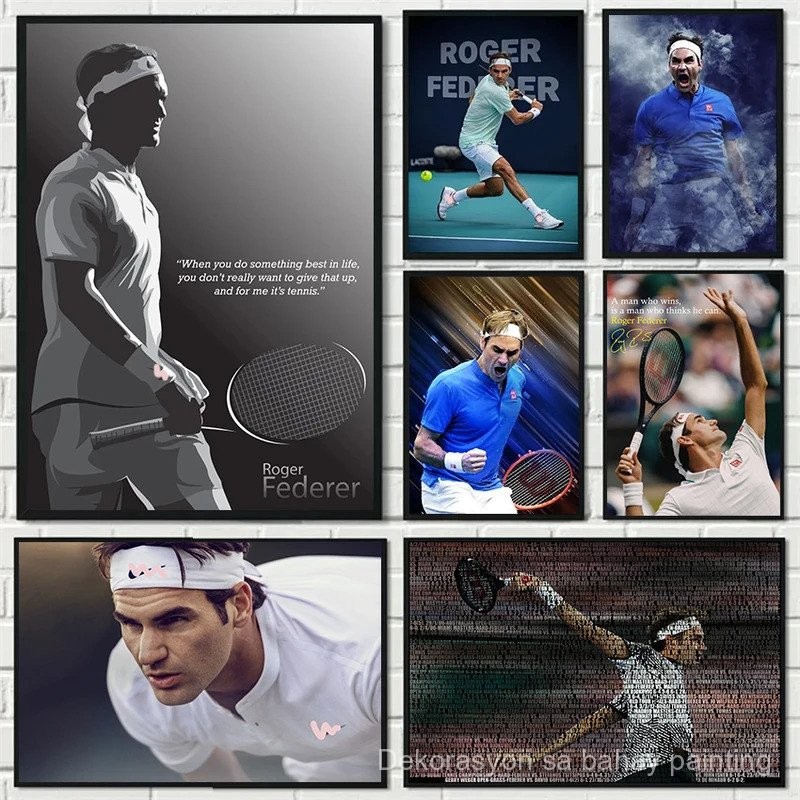 Tennis Legend Roger-Federer Signature Portrait Poster Sports Canvas ...