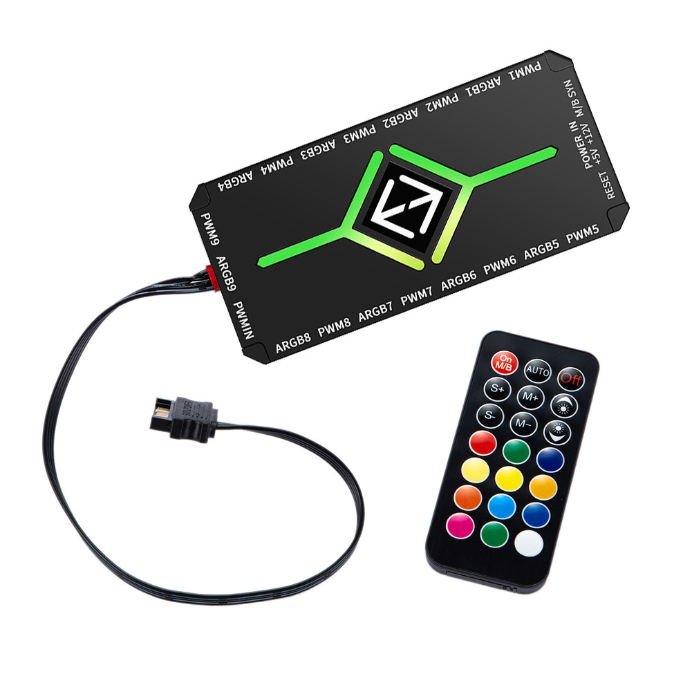4Pin PWM 9 Ports RGB Fan Controller 5V 3Pin ARGB Cooling Fan Hub ...