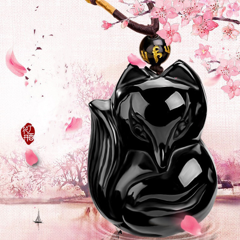 Obsidian Fox Pendant Nine-Tailed Fox Small Fox Pendant Men Women ...