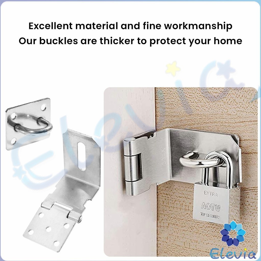 Elevia 3/4/5 Inches 90/180 Degree Padlock Hasp Stainless SteelSecurity ...