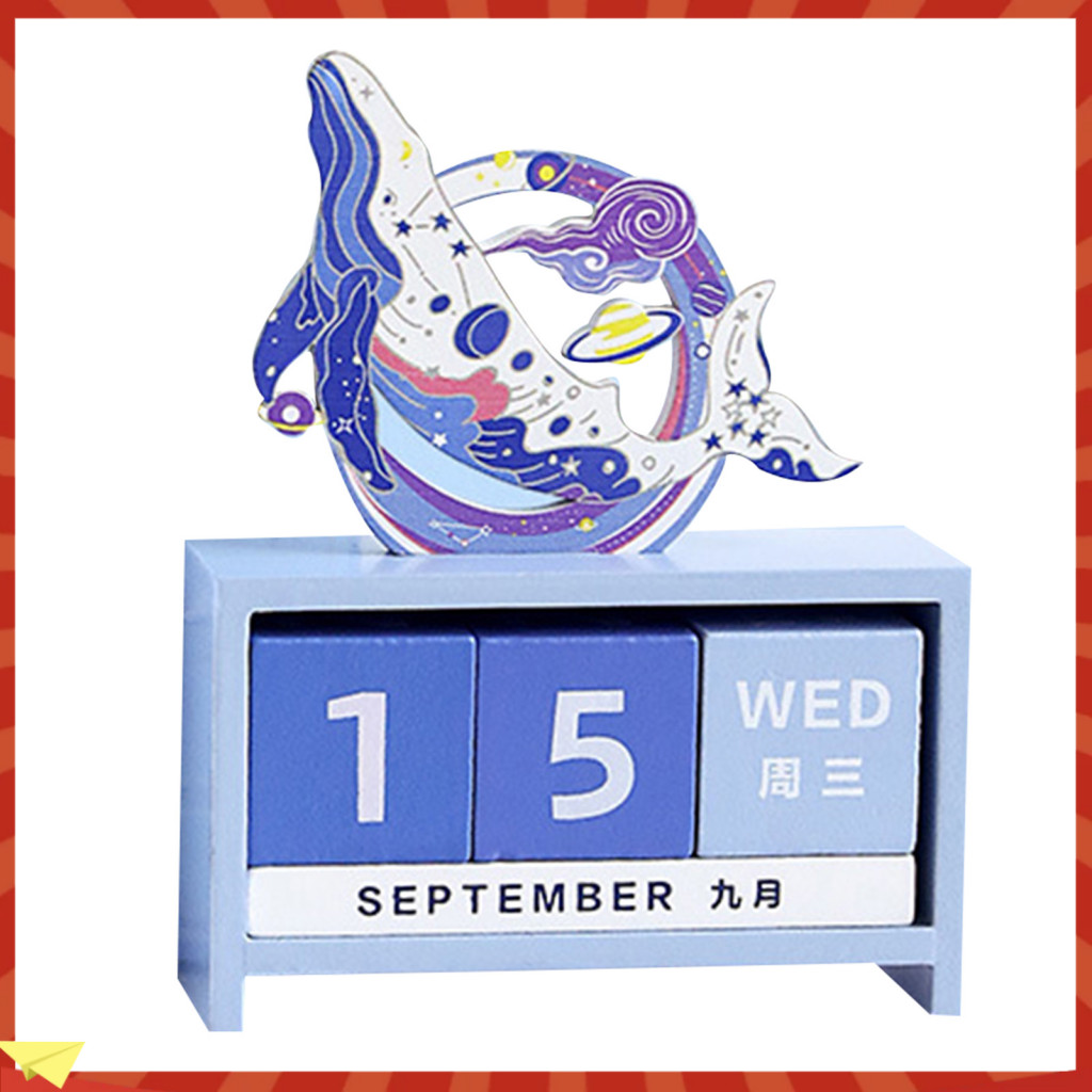 GH| Calendar Decor Cubic Date Display Wood Creative Number Blocks ...