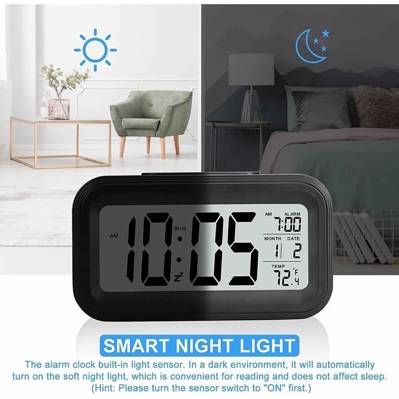 LED Digital Smart Clock Display Large Screen Luminous Mute Alarm Clock ...