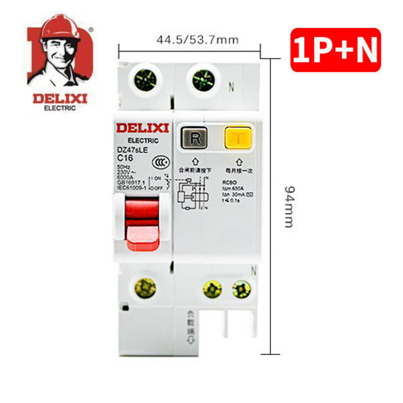 Circuit Breaker 10A 16A 20A 25A 32A 40A 63A 1P+N RCBO RCD DZ47sLE DELIXI | Shopee Philippines