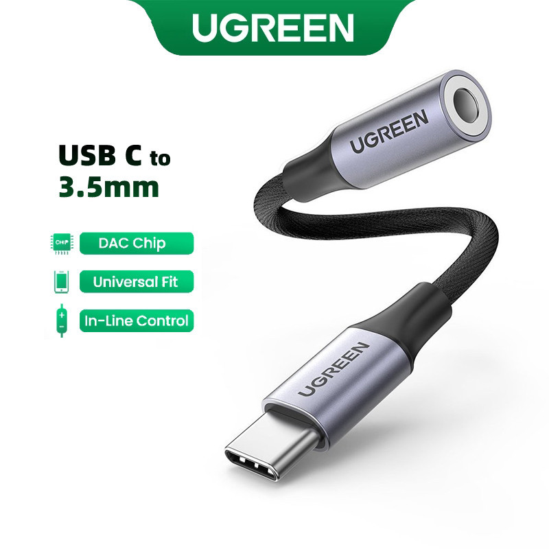 UGREEN USB C to 3.5mm Audio Adapter Braided Type C Male to Headphone ...