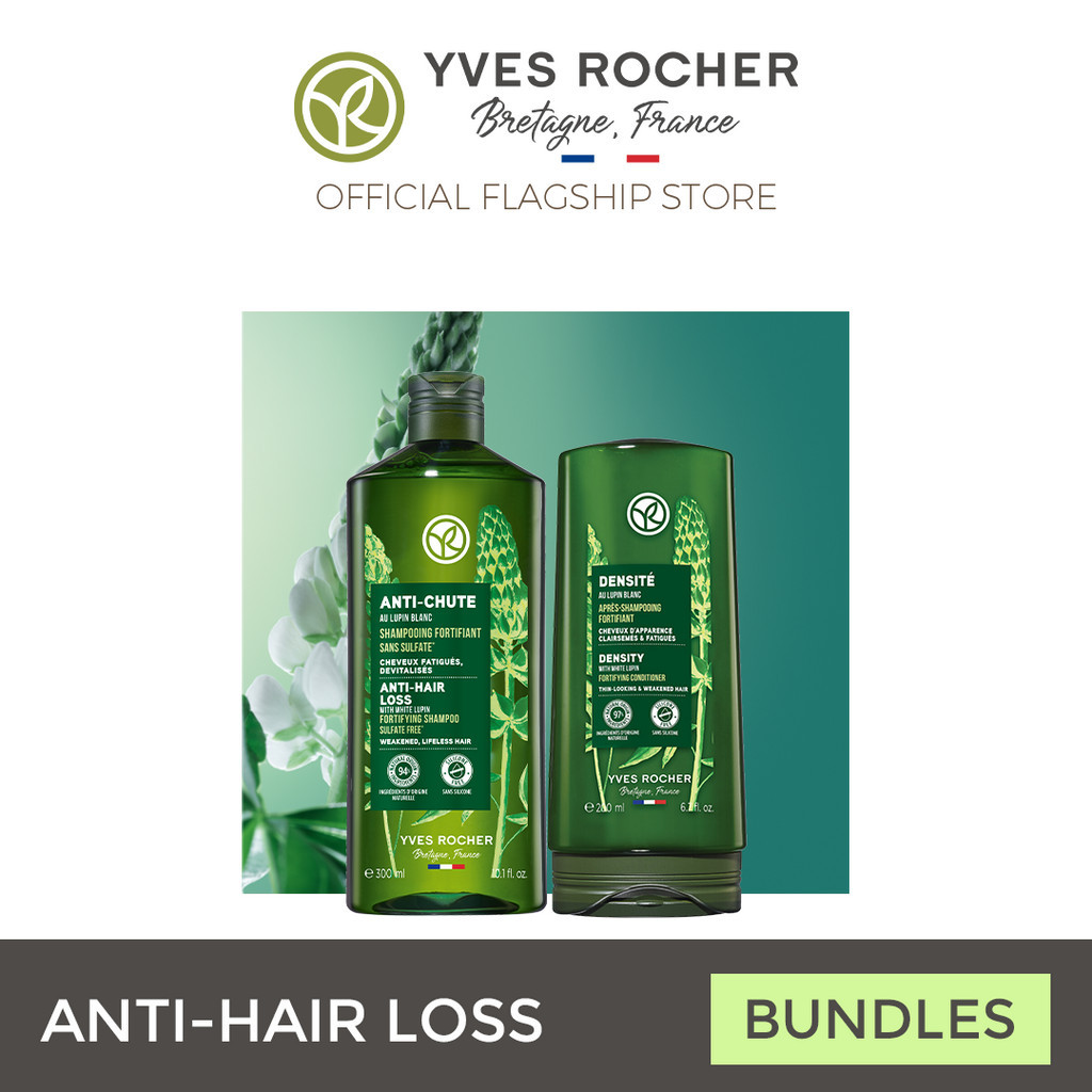 YVES ROCHER Anti Hair Loss Shampoo + Conditioner Bundle for Hair Growth ...