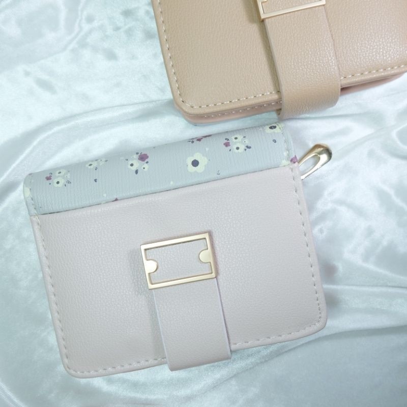 Ladies wallet simple pastel floral leather formal small wallet for ...