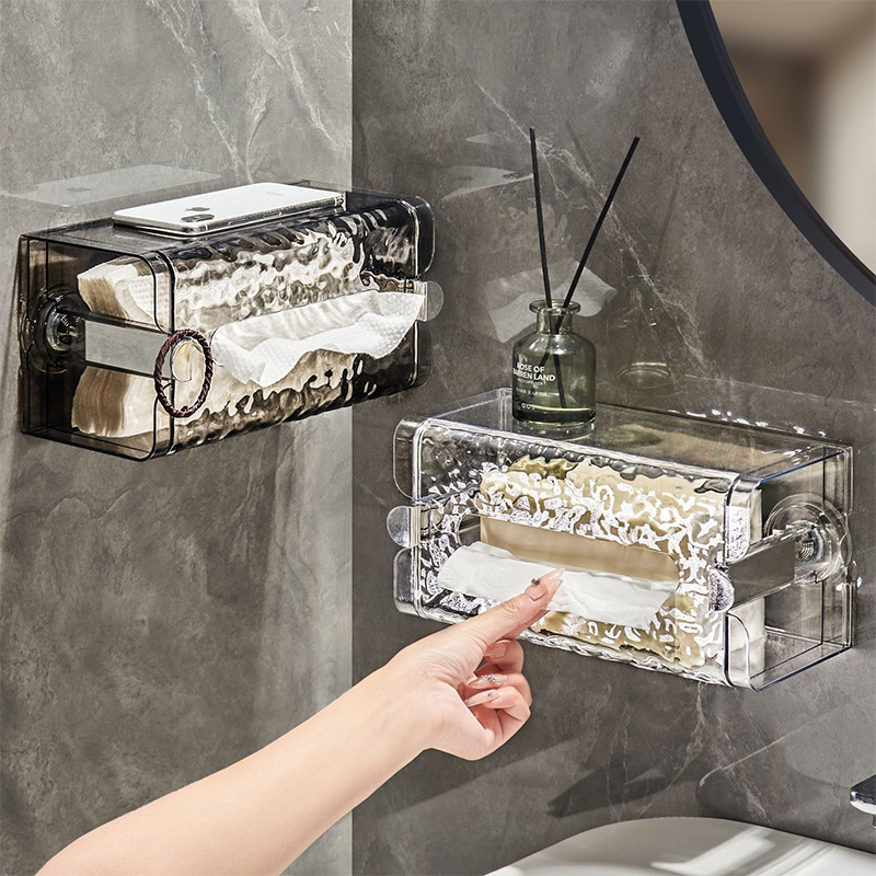 Suction Cup Transparent Water Corrugated Tissue Box Wall-mounted ...