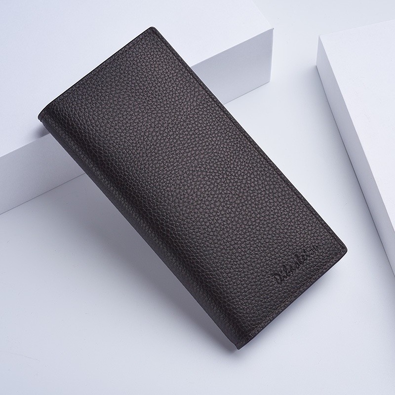 Solid Color Soft PU Leather Men's Long Wallet Simple Slim Long Bifold ...