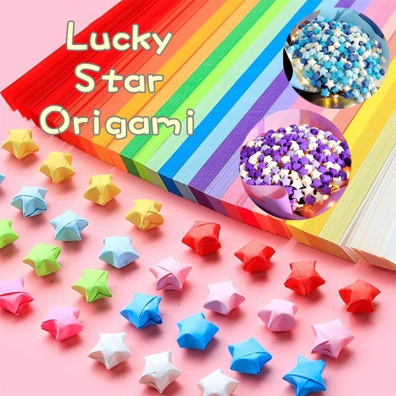 540pc Stars Origami Paper Strips Fold DIY Hand Crafts Colorful Cartoon ...