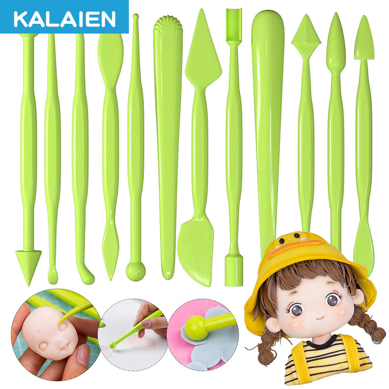 KALAIEN 12 Sets Fondant Flower Making Tool Cartoon Kneading Molding ...