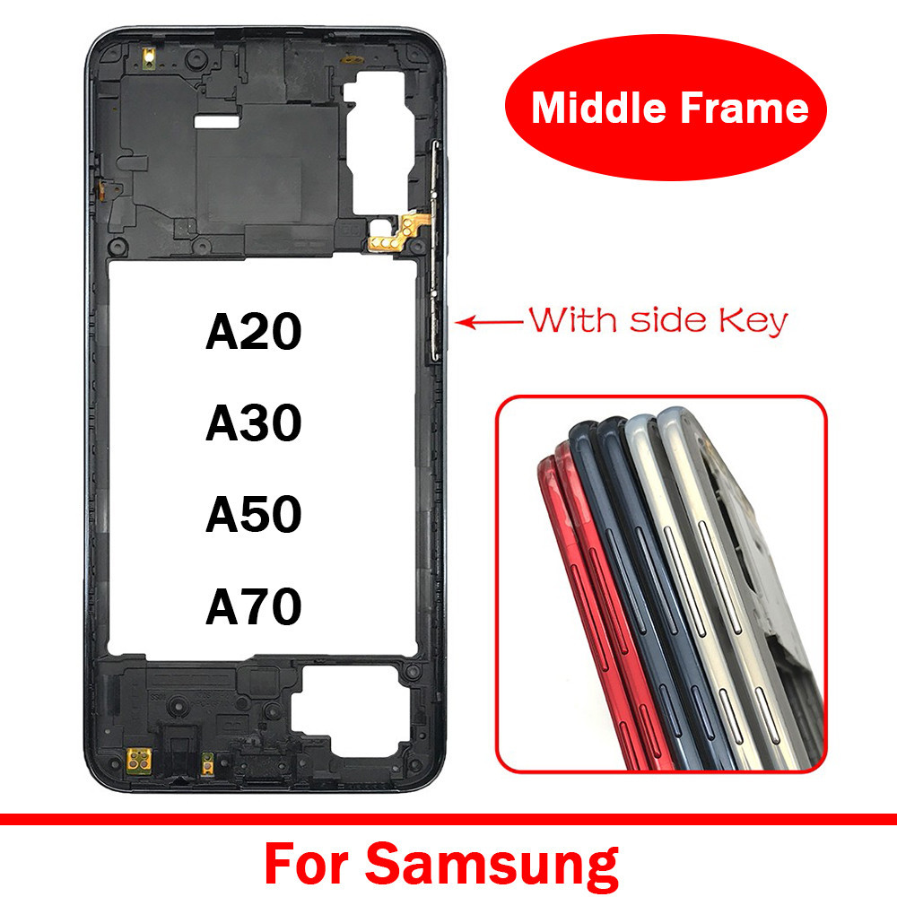 For Samsung A20 A30 A50 A70 Housing Middle Frame Case + Side Keys Power ...