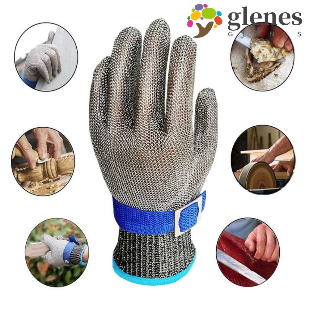 GLENES Anti-Cut Gloves, Stainless Steel Safety Cutting Gloves ...