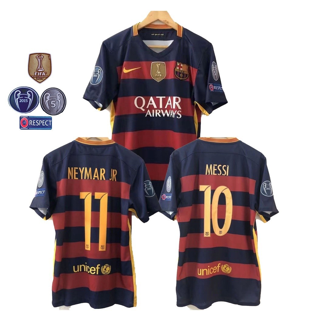 Retro Issue 15 16 Barcelona basa MESSI NEYMAR JR soccer jersey Man ...