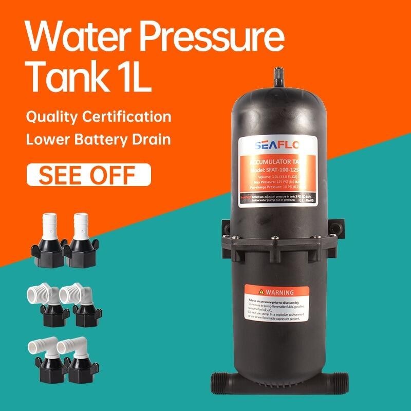 SEAFLO RV Seaflo Accumulator Pressure Tank 1L Marine Expansion Equipment for Caravan Boat SFAT ...