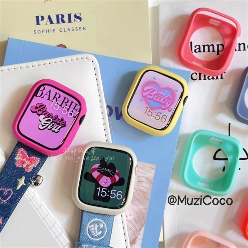 Silicone Case for Apple Watch case Series 9 8 7 6/5/4/3/2/SE Soft TPU ...