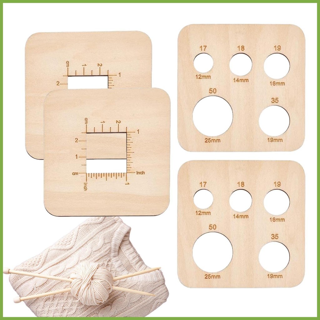 Knitting Needle Gauge And Ruler Wooden Square Ruler Knitting Gauge ...