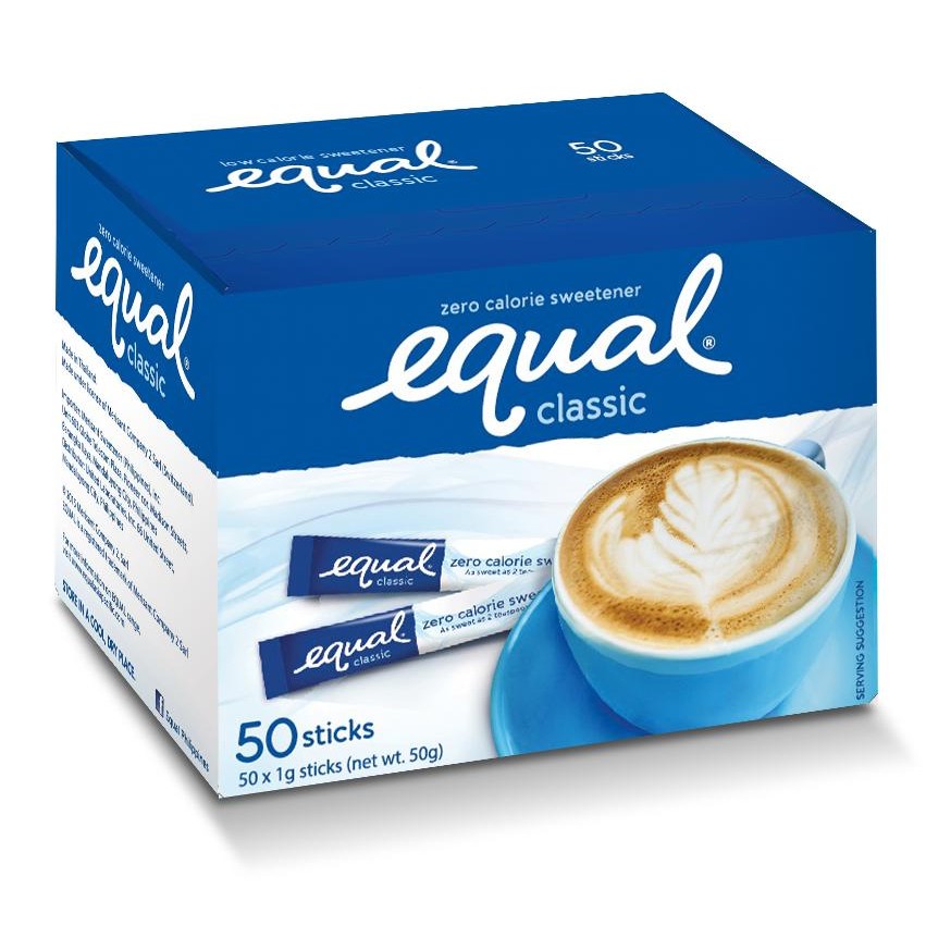 Equal Classic Zero Calorie Sweetener 50 Sticks - 1 Box (Sugar ...