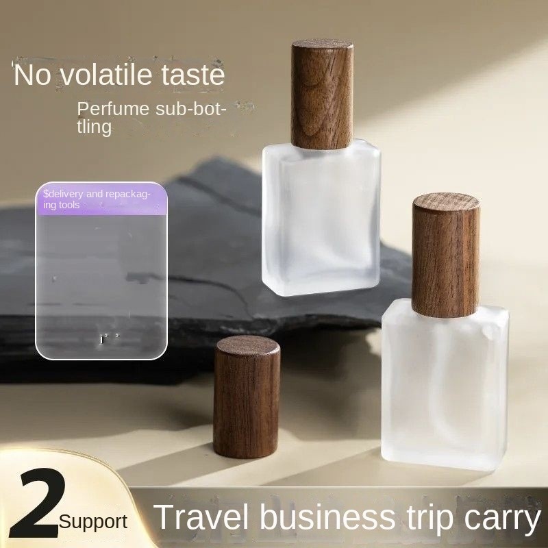 Perfume Dispenser Bottle High-end Portable Wood Grain Lid Glass10Ml ...