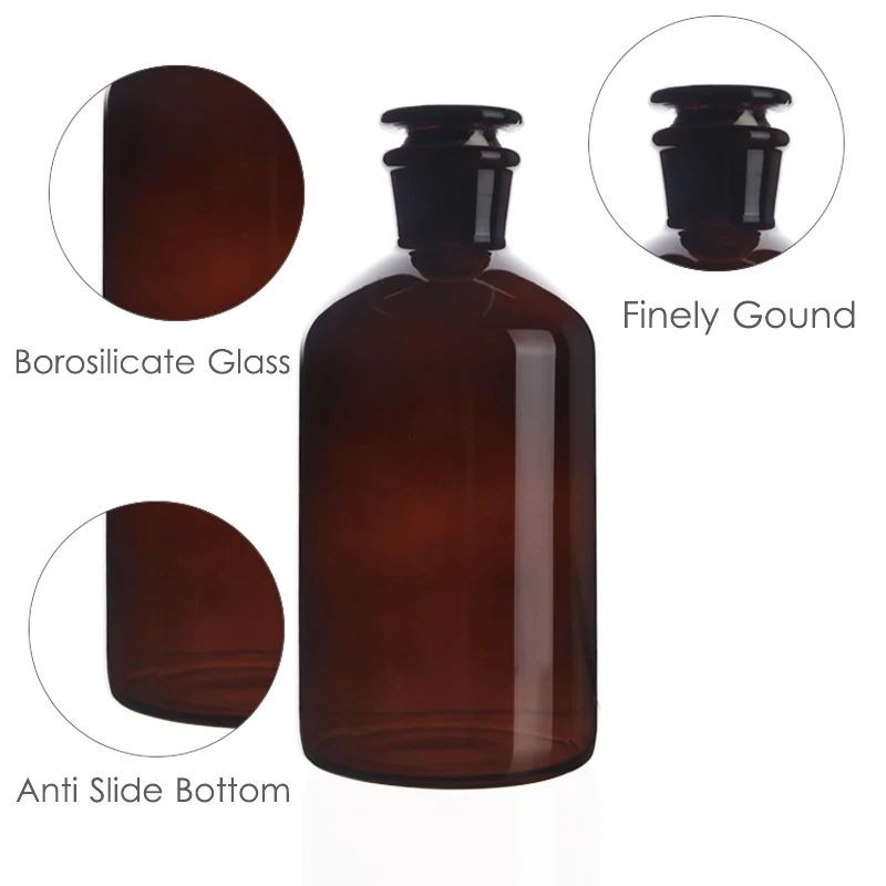 60ml 125ml 250ml 500ml 1000ml Lab Sample Glass Reagent Refillable ...
